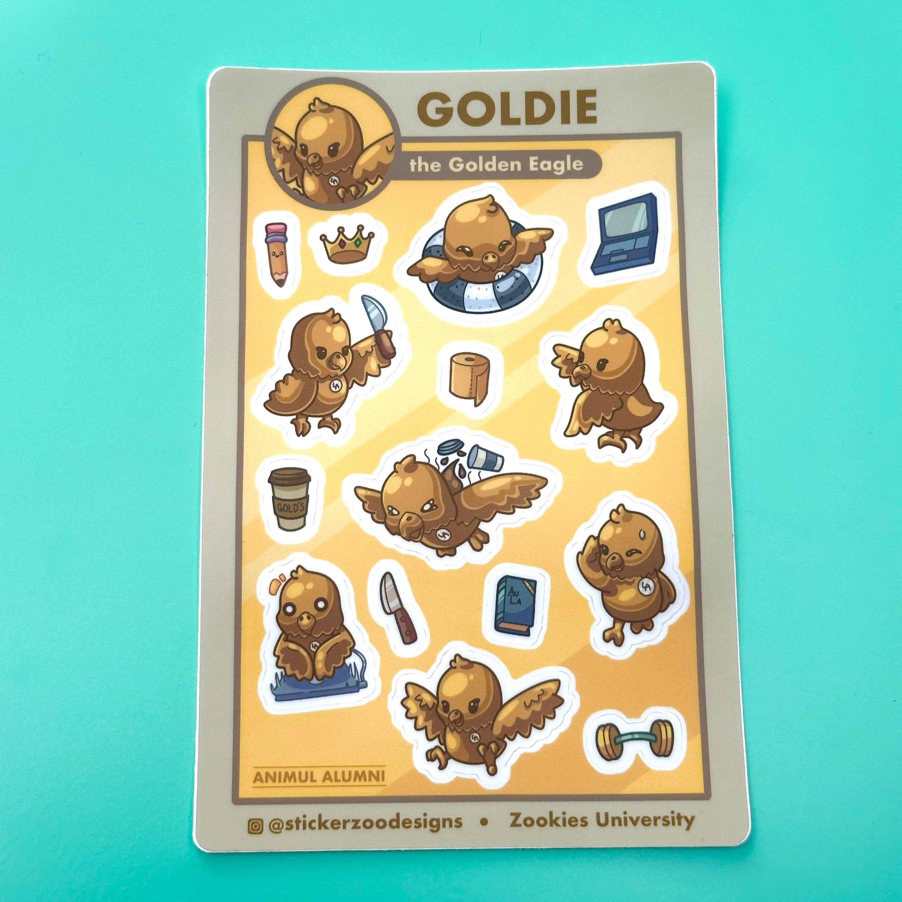 Goldie Sticker Sheet inspired by Golden Eagle – Sticker Zoo Designs